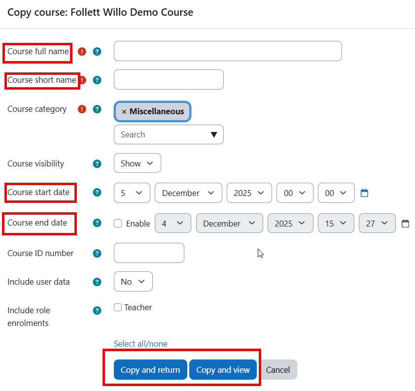 Copying Course to the Next Term with Follett Willo: Moodle – Follett Higher Education